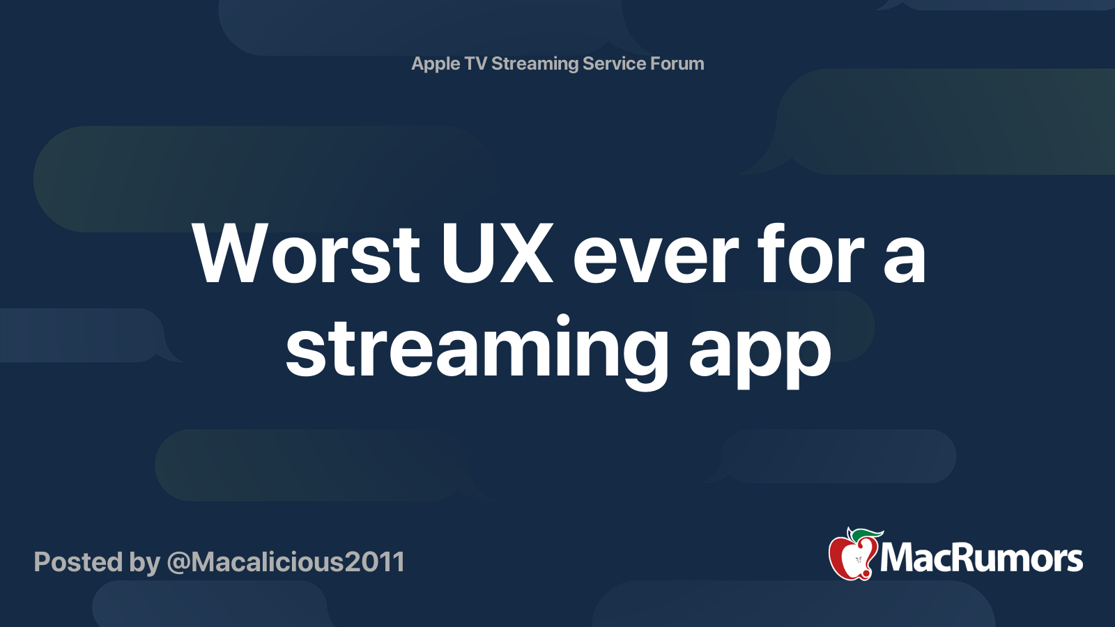 Worst UX ever for a streaming app | MacRumors Forums