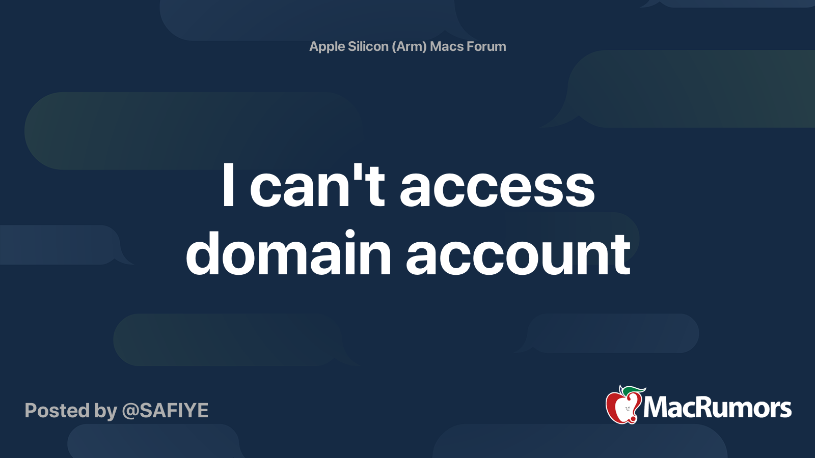 I can't access domain account | MacRumors Forums