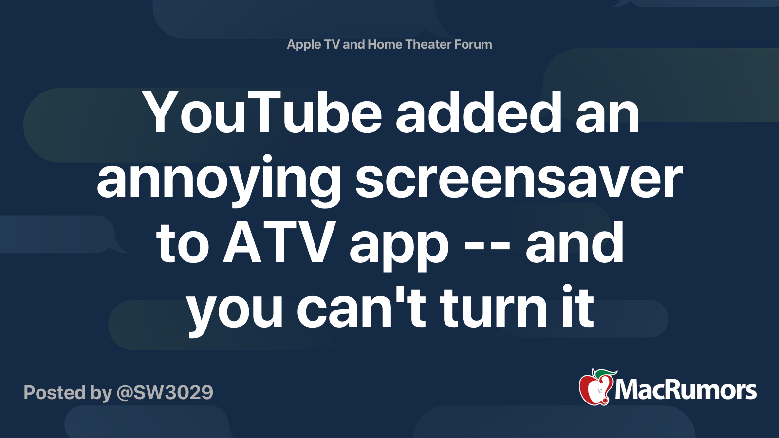 YouTube added an annoying screensaver to ATV app -- and you can't turn ...
