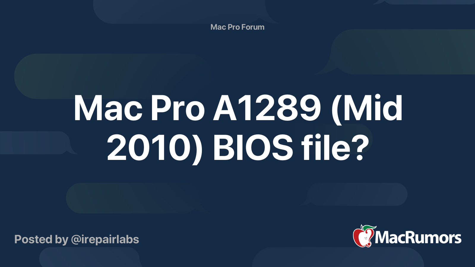 Mac Pro A1289 (Mid 2010) BIOS file? | MacRumors Forums