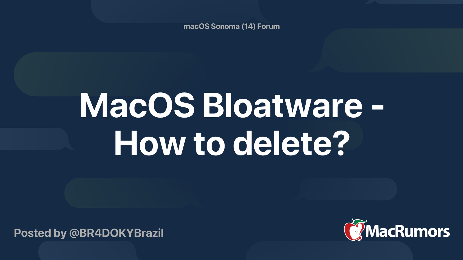 MacOS Bloatware - How to delete? | MacRumors Forums
