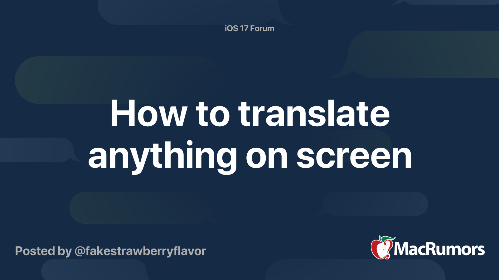 How to translate anything on screen | MacRumors Forums