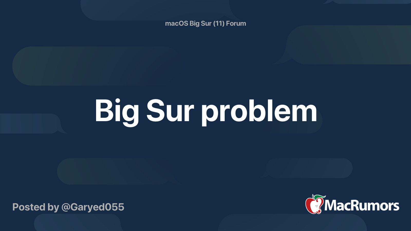 Big Sur problem | MacRumors Forums