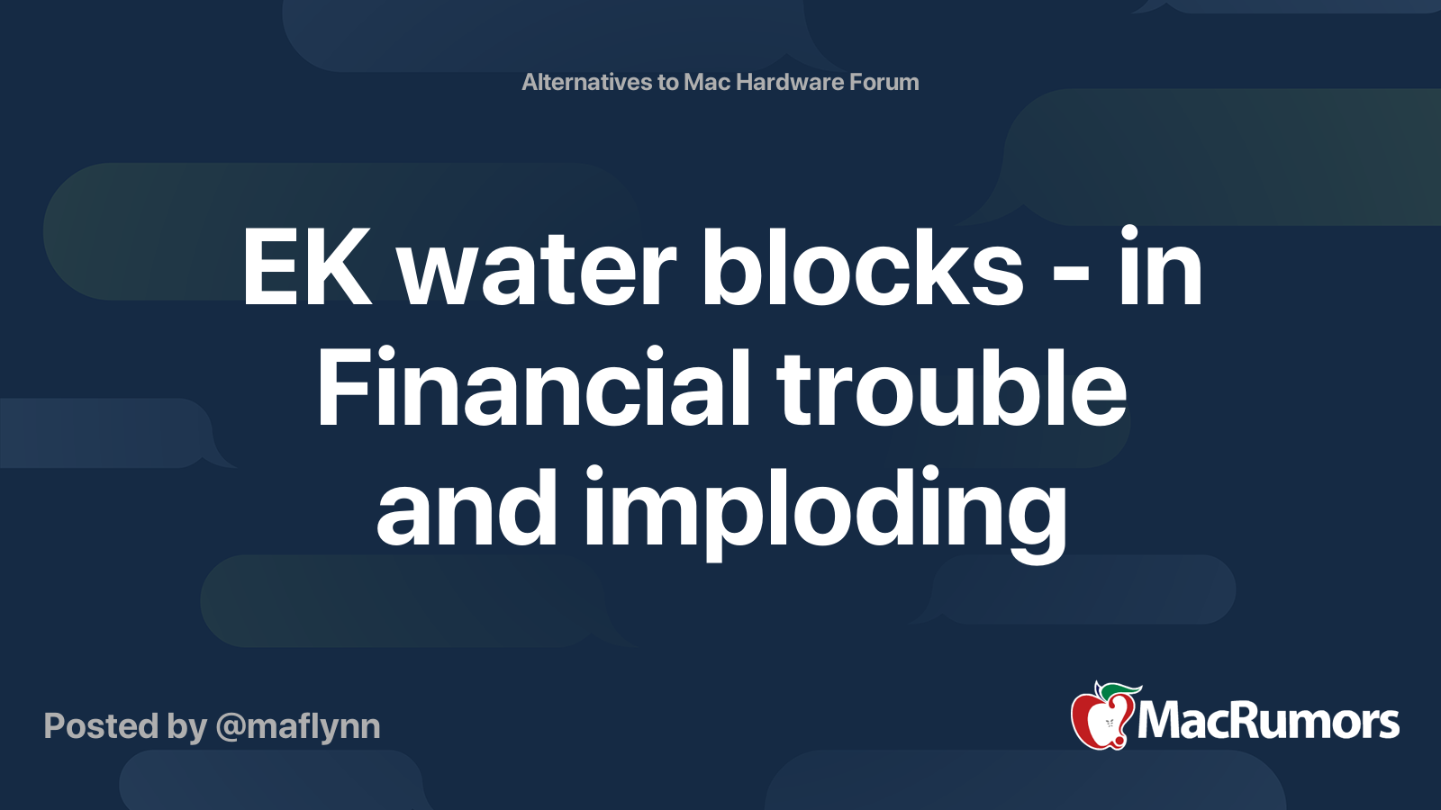 EK water blocks - in Financial trouble and imploding | MacRumors Forums