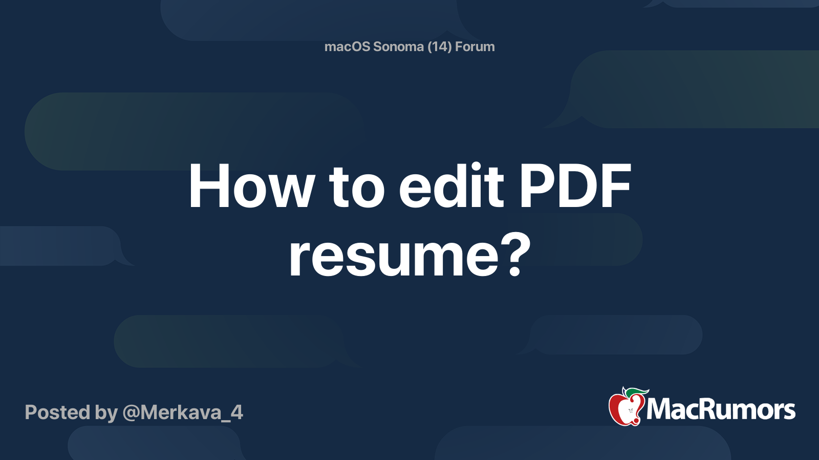 How to edit PDF resume? | MacRumors Forums