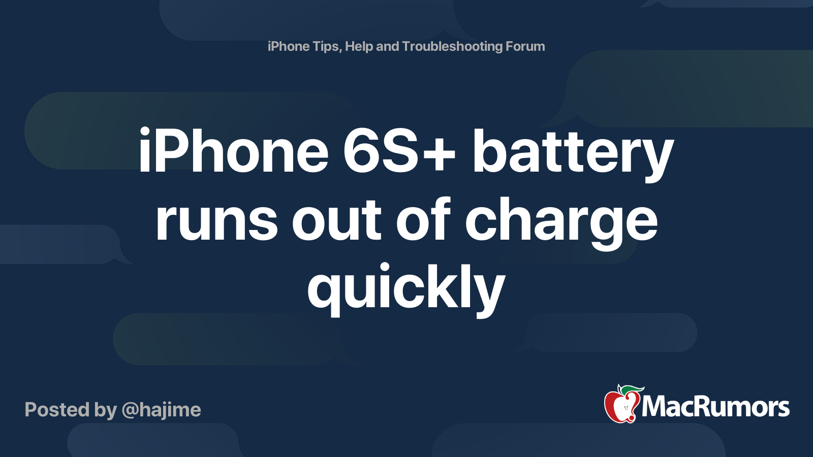 iPhone 6S+ battery runs out of charge quickly | MacRumors Forums