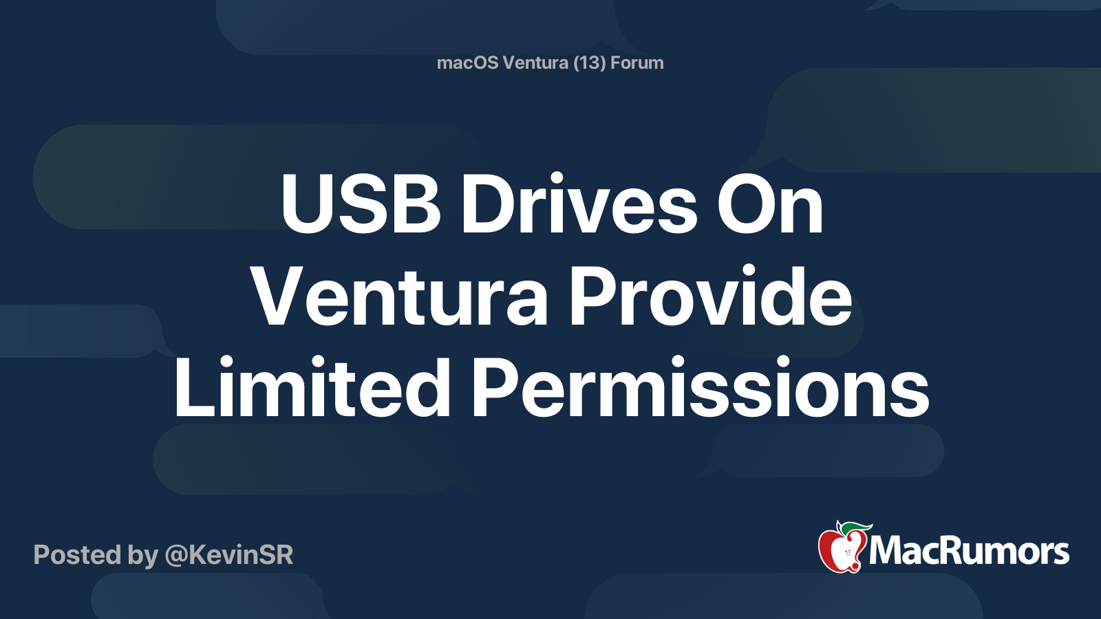 USB Drives On Ventura Provide Limited Permissions | MacRumors Forums
