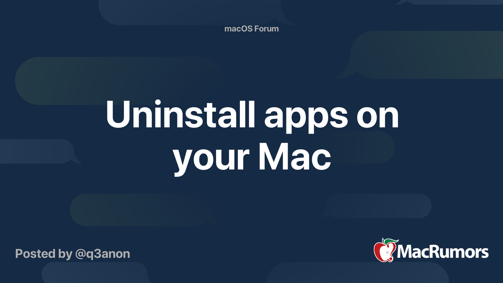 Uninstall apps on your Mac | MacRumors Forums