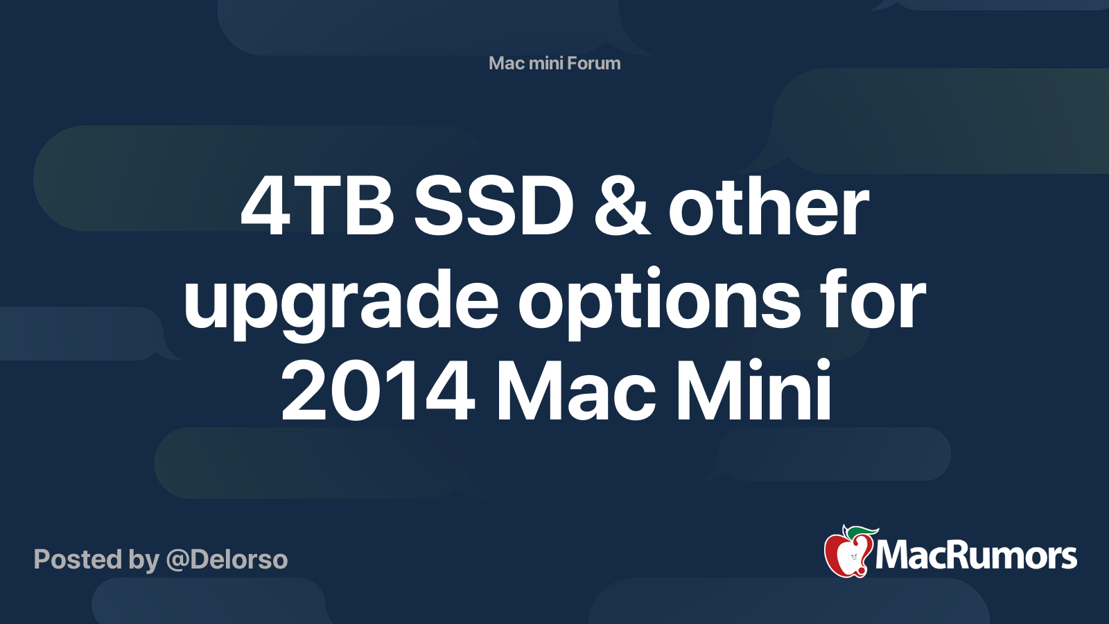 4TB SSD & other upgrade options for 2014 Mac Mini | MacRumors Forums