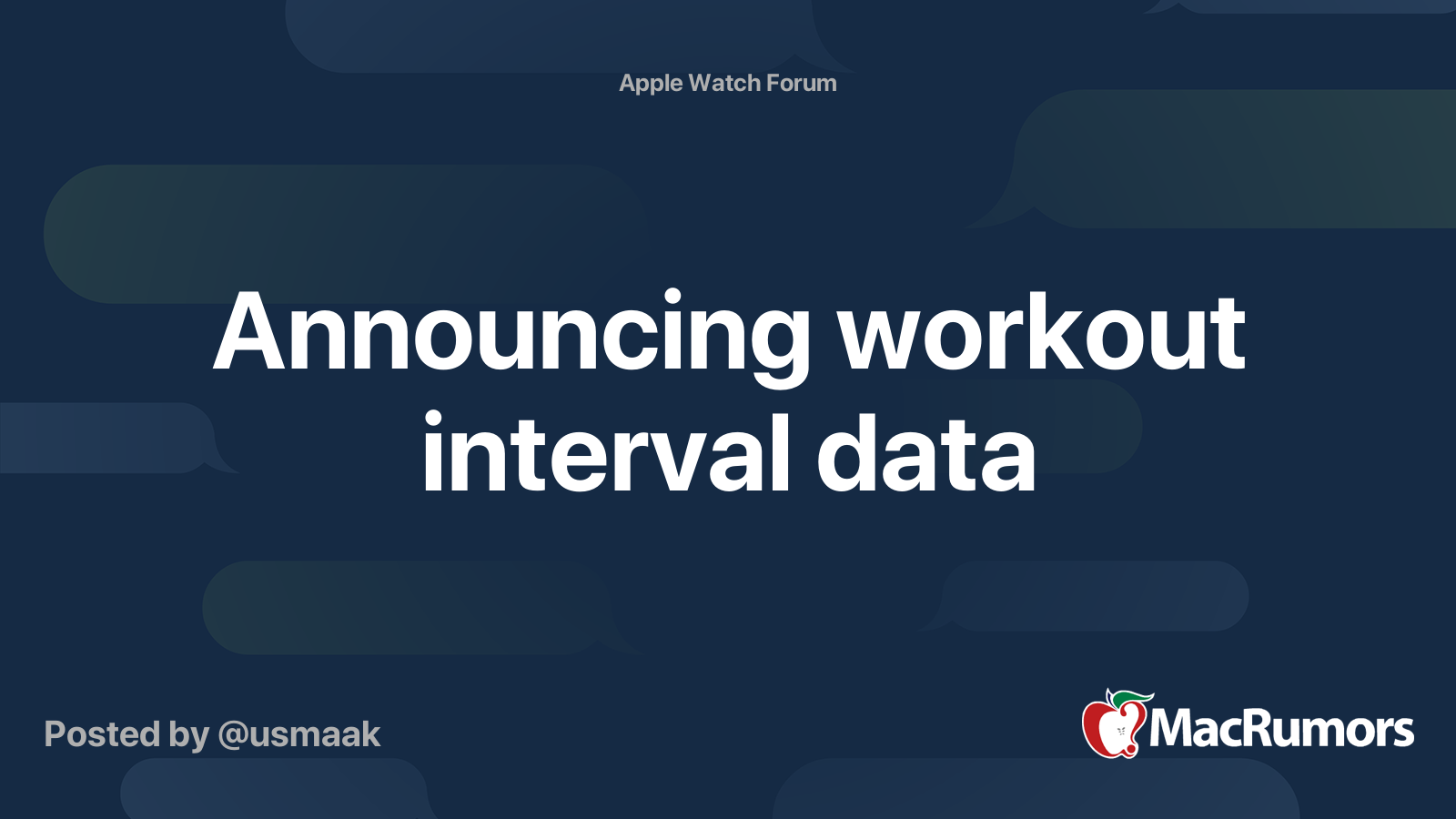 Announcing workout interval data | MacRumors Forums