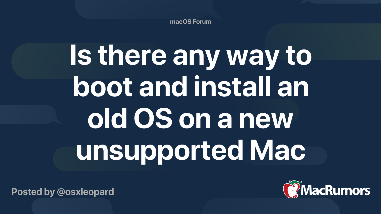 Is there any way to boot and install an old OS on a new unsupported Mac | MacRumors Forums
