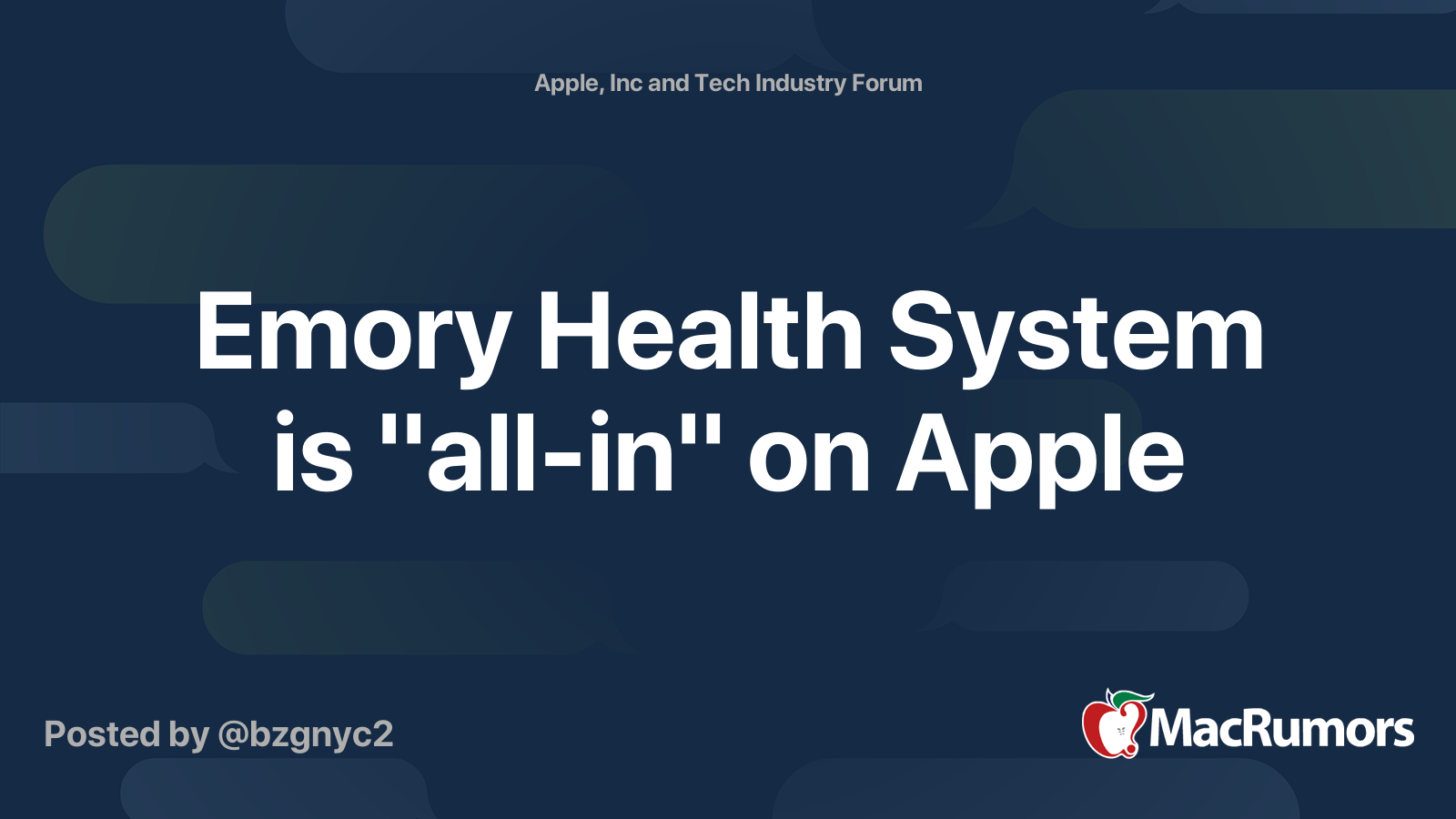 Emory Health System is "all-in" on Apple | MacRumors Forums