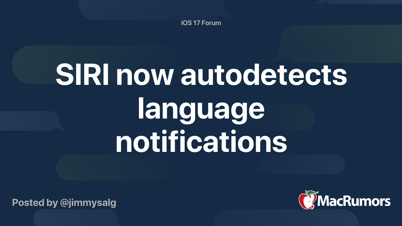 SIRI now autodetects language notifications | MacRumors Forums