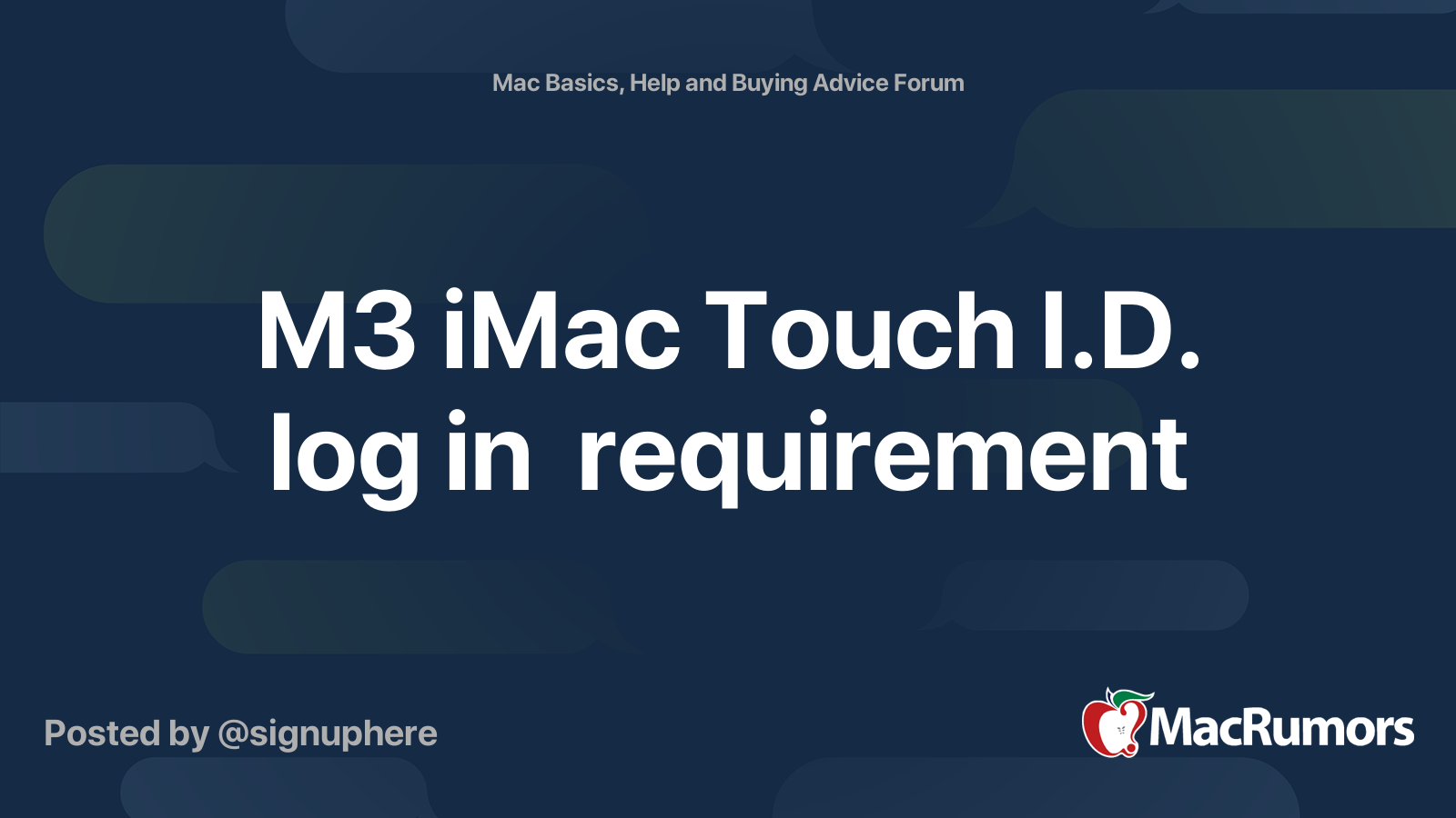 M3 iMac Touch I.D. log in requirement | MacRumors Forums