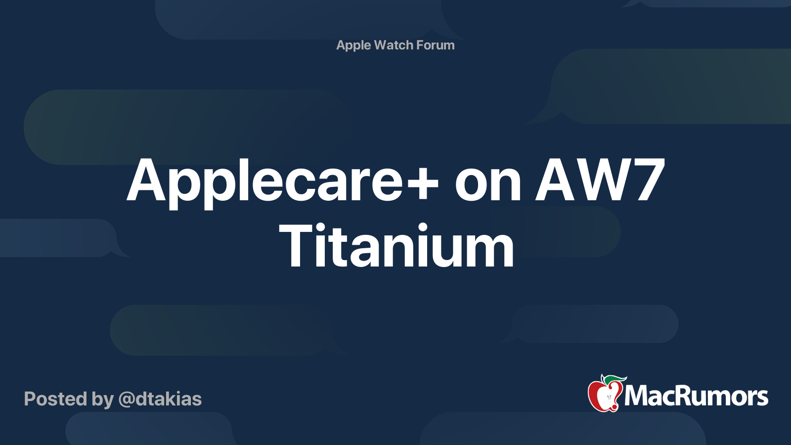 Applecare+ on AW7 Titanium | MacRumors Forums