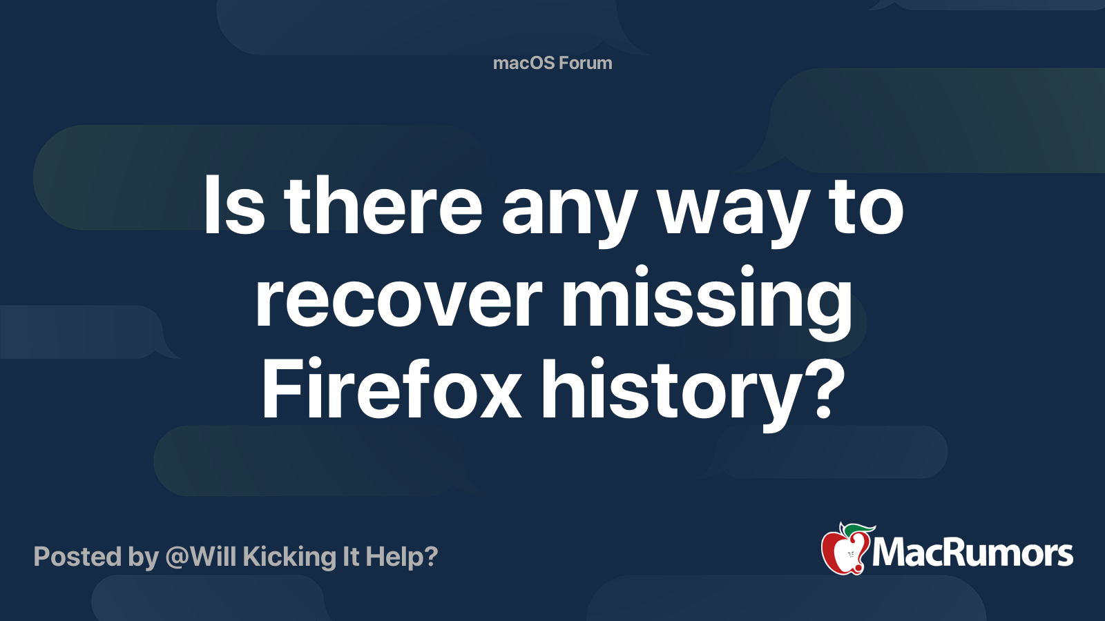 Is there any way to recover missing Firefox history? | MacRumors Forums