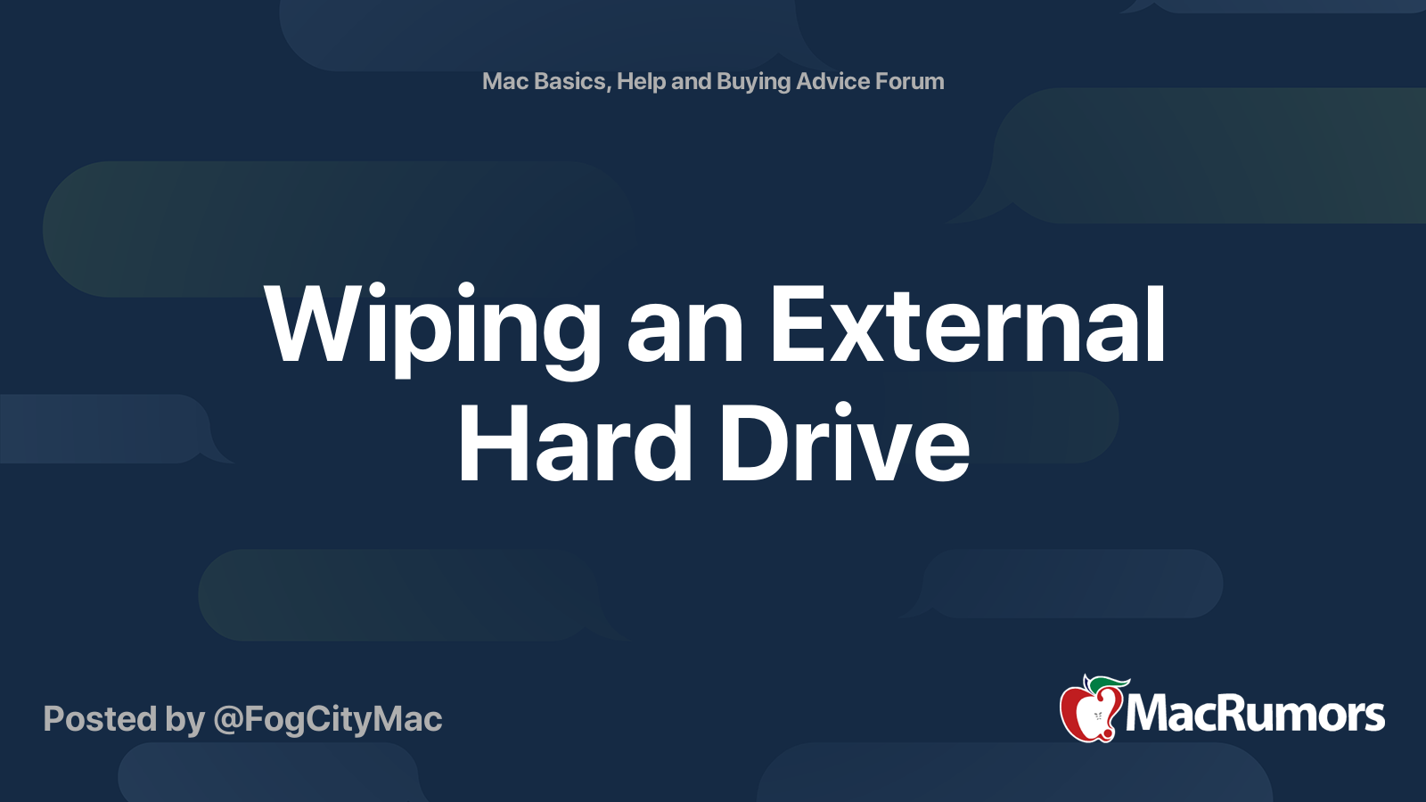 Wiping an External Hard Drive | MacRumors Forums