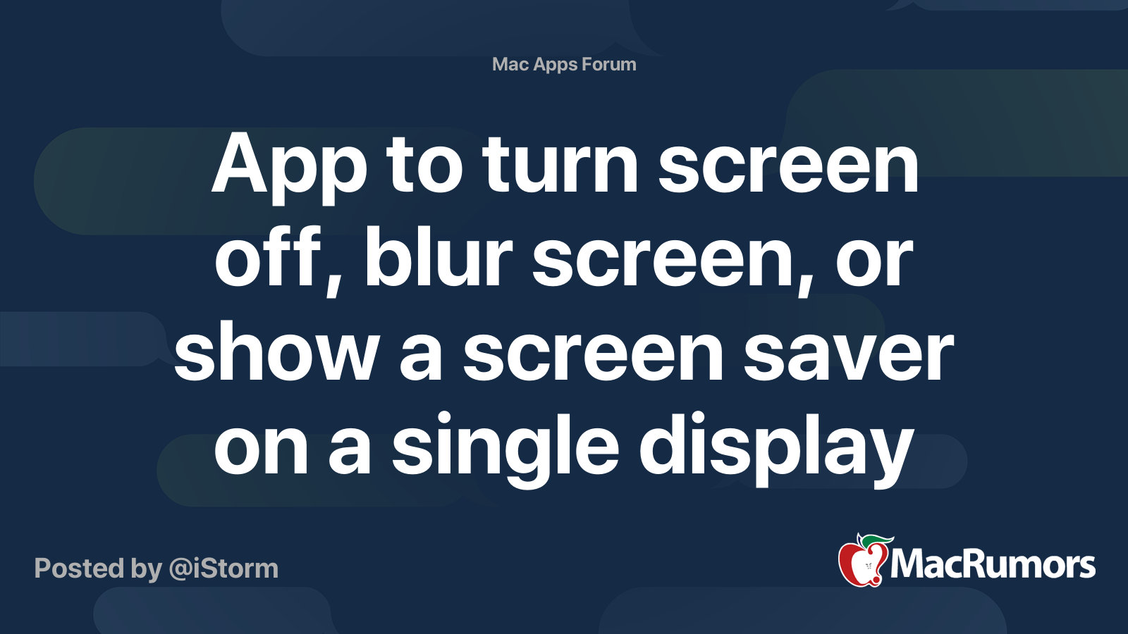 App to turn screen off, blur screen, or show a screen saver on a single display in a multi ...