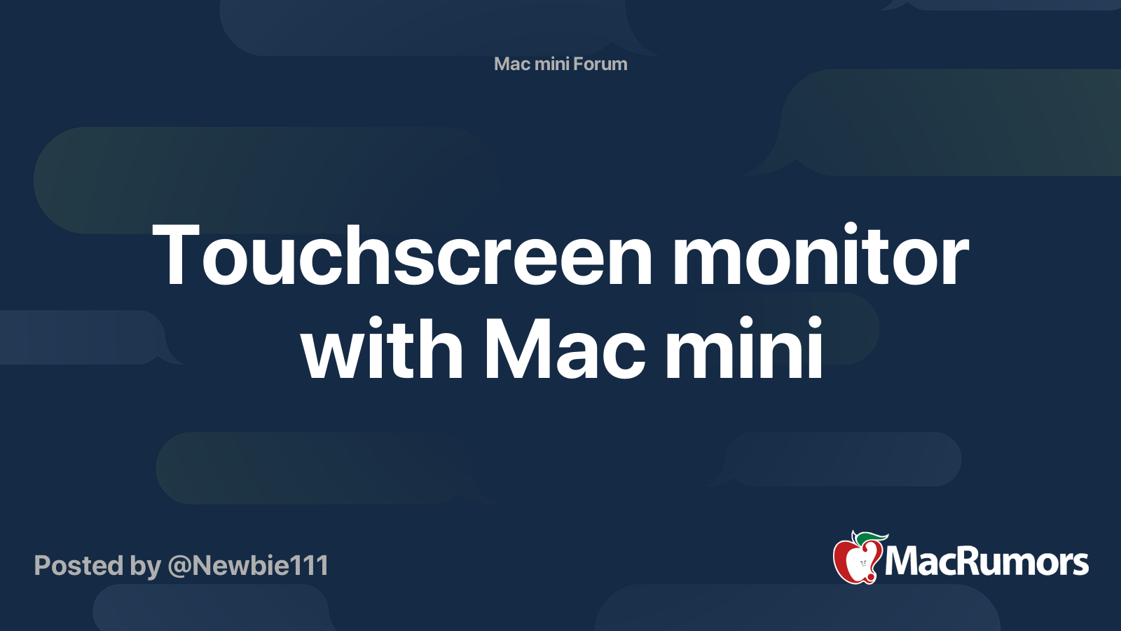 Touchscreen monitor with Mac mini | MacRumors Forums