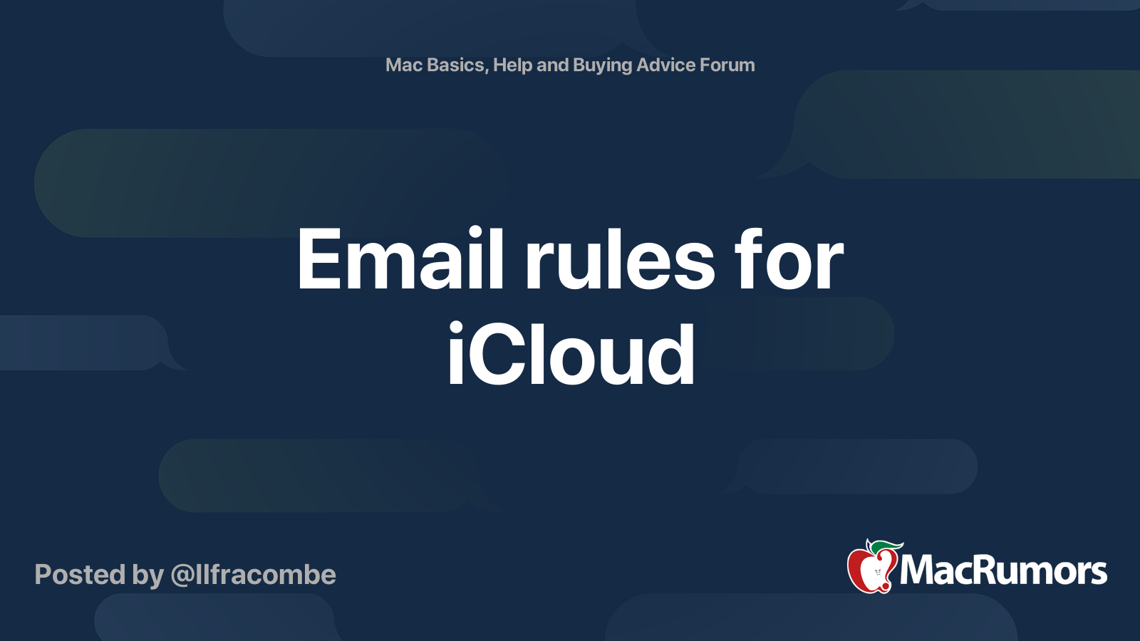Email rules for iCloud | MacRumors Forums