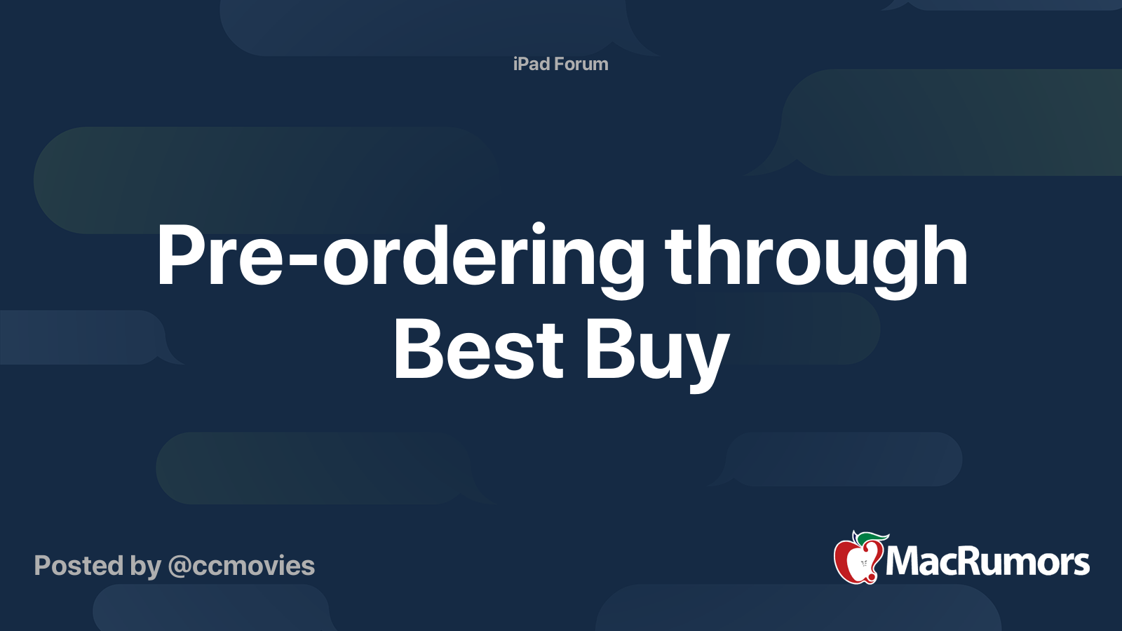 Pre-ordering through Best Buy | MacRumors Forums