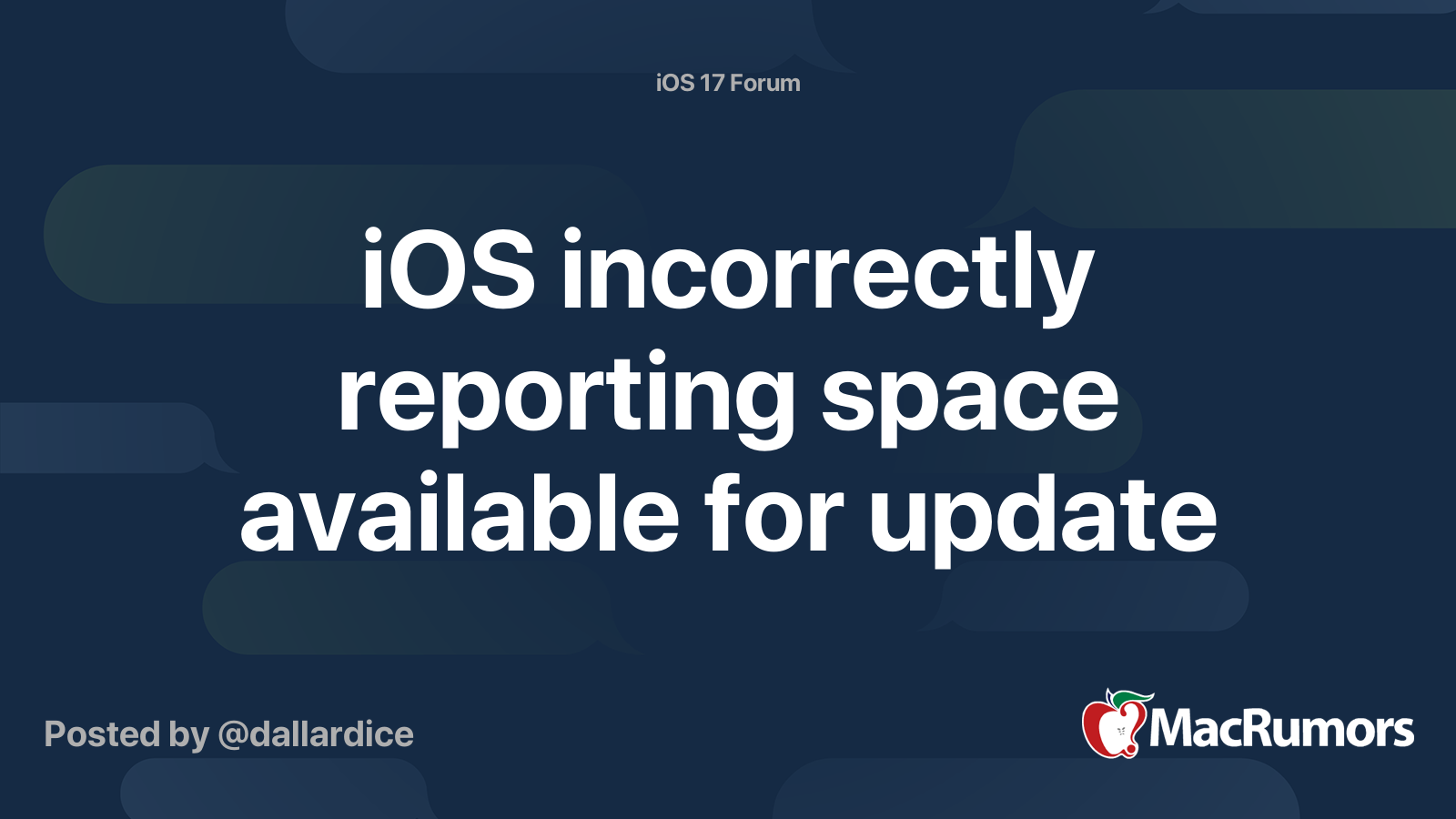 iOS incorrectly reporting space available for update | MacRumors Forums