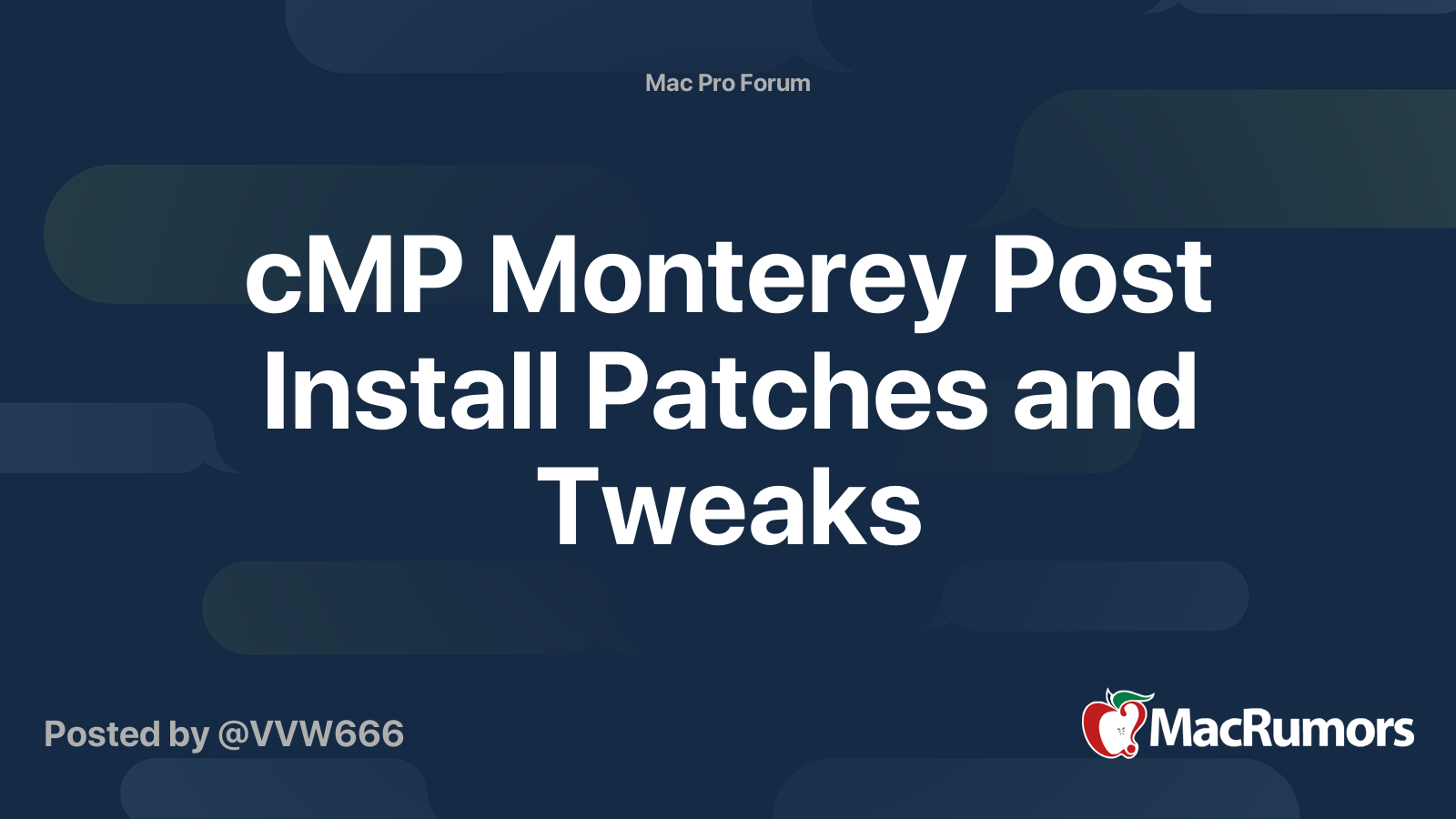 cMP Monterey Post Install Patches and Tweaks | MacRumors Forums