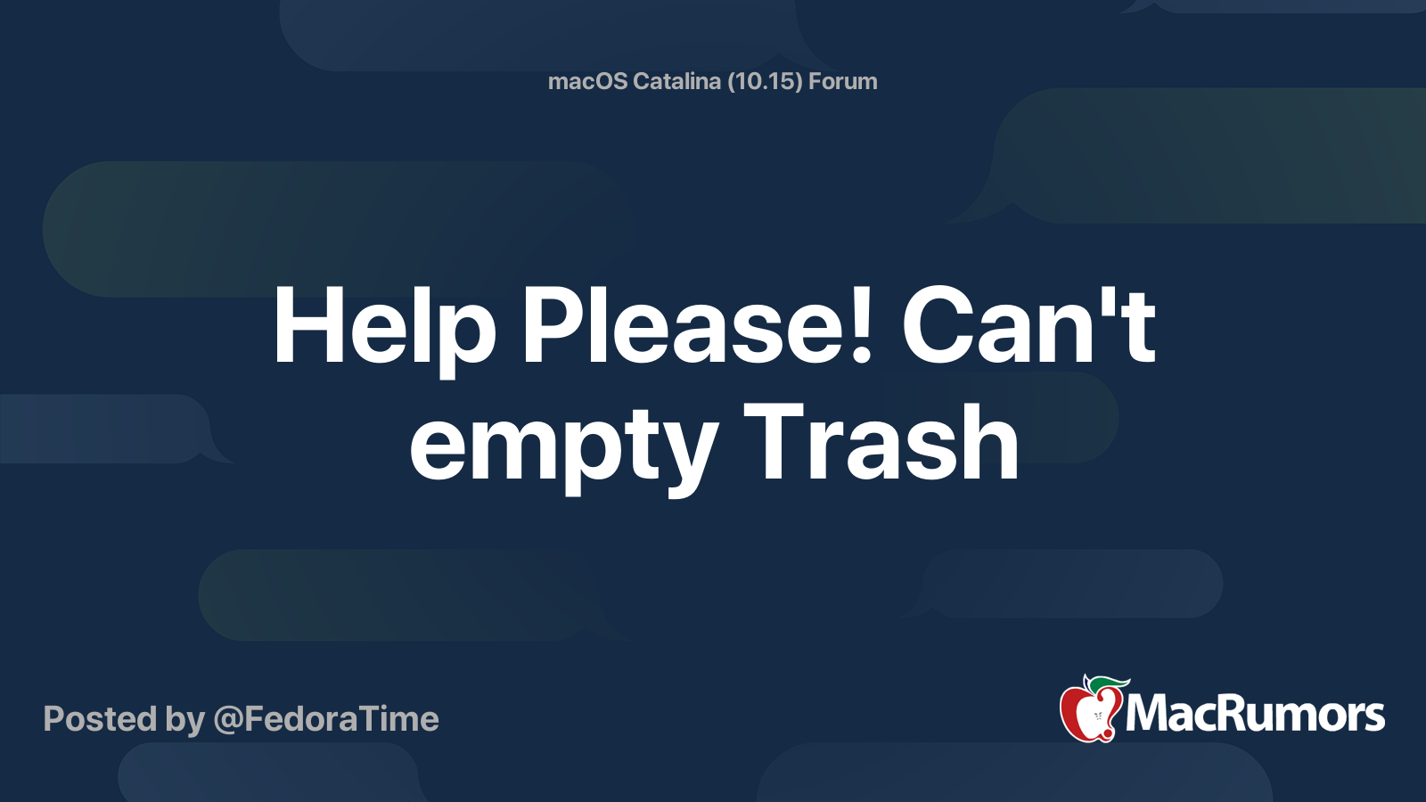 Help Please! Can't empty Trash | MacRumors Forums