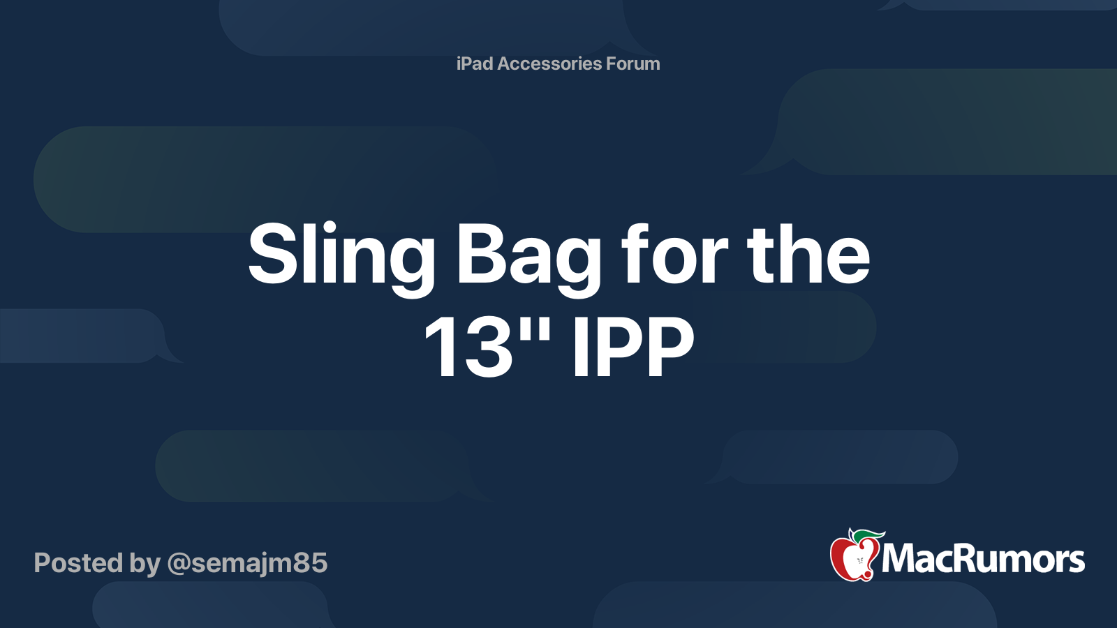Sling Bag for the 13" IPP | MacRumors Forums