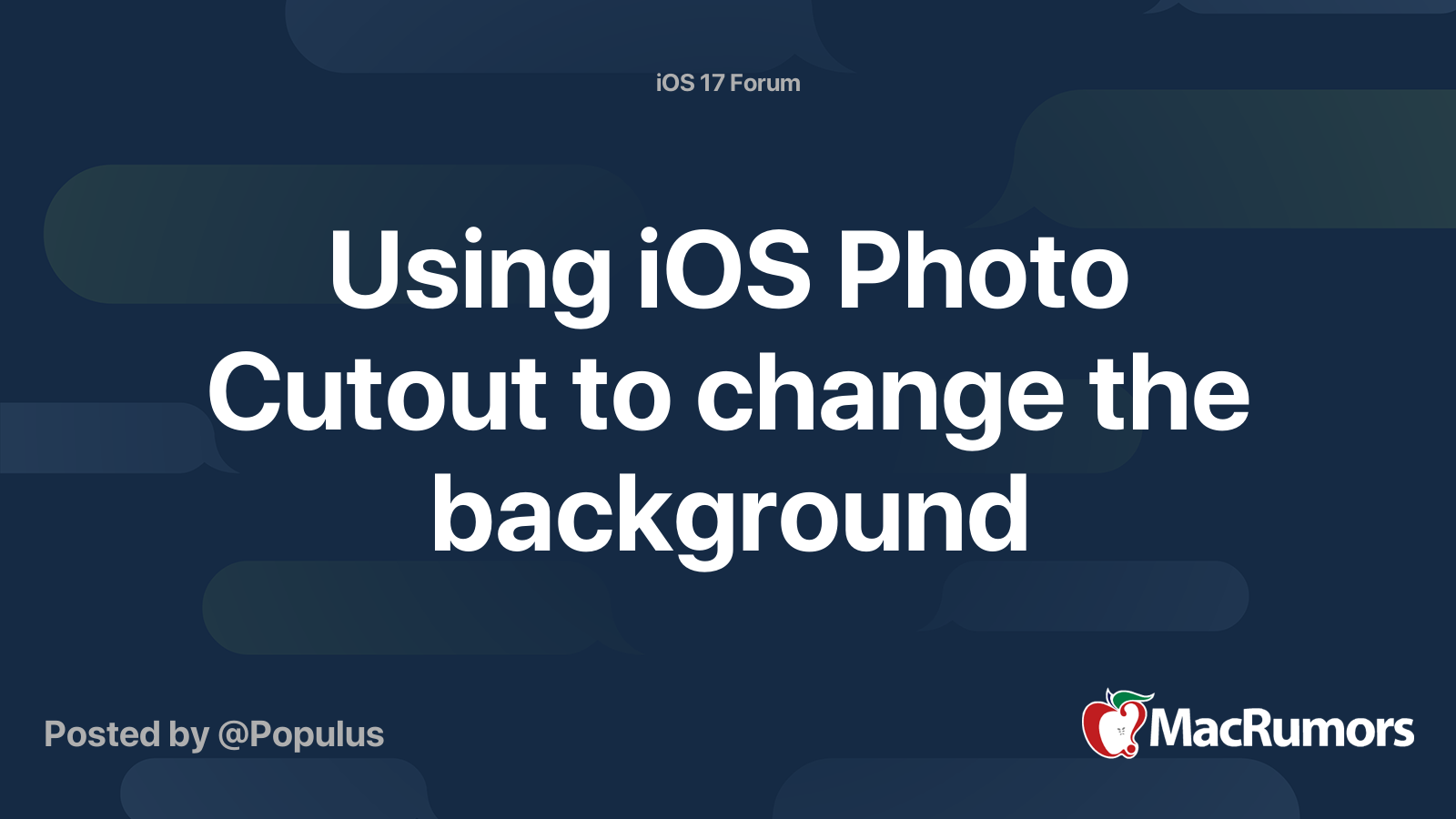 Using iOS Photo Cutout to change the background | MacRumors Forums