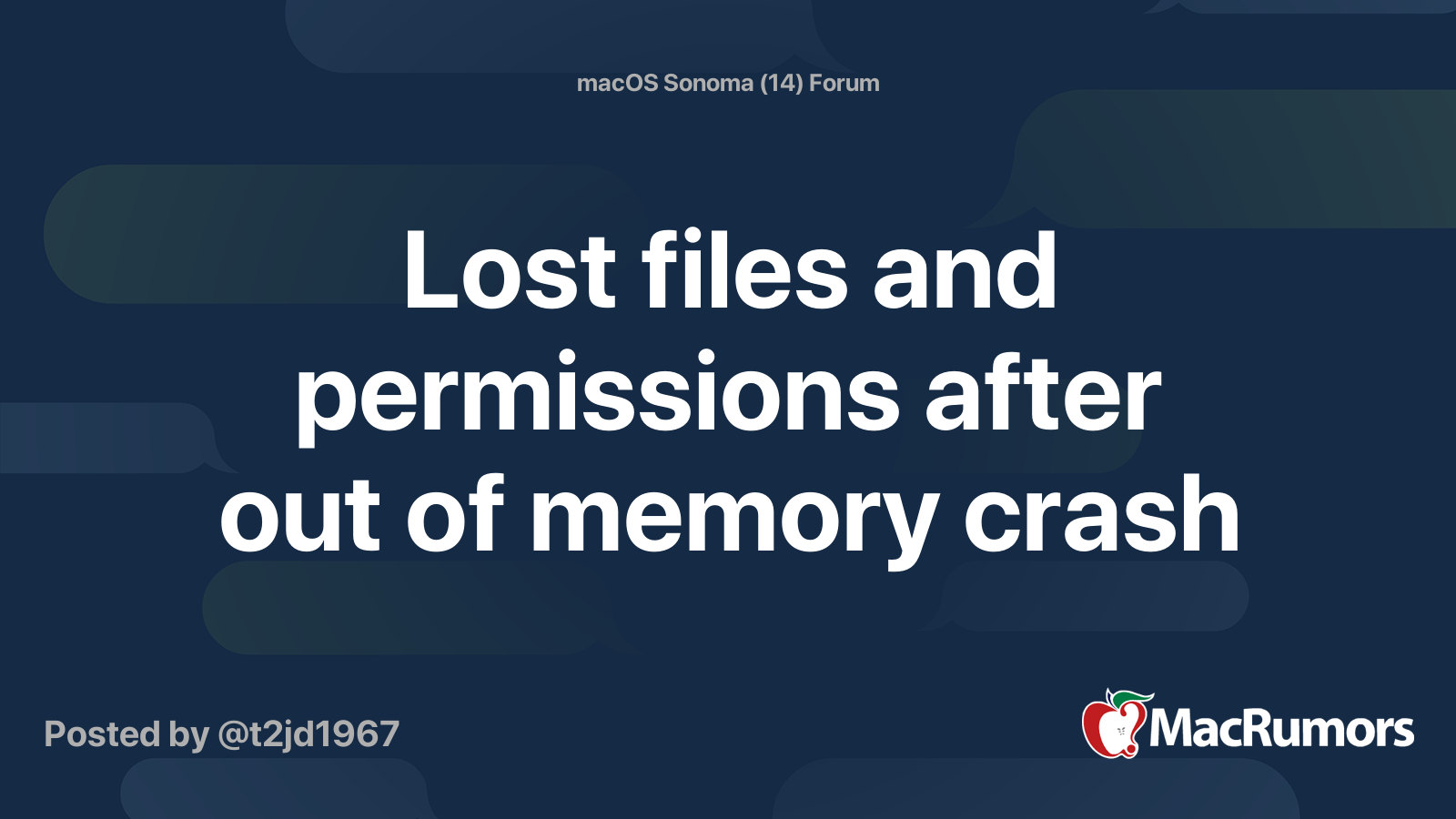 Lost files and permissions after out of memory crash | MacRumors Forums