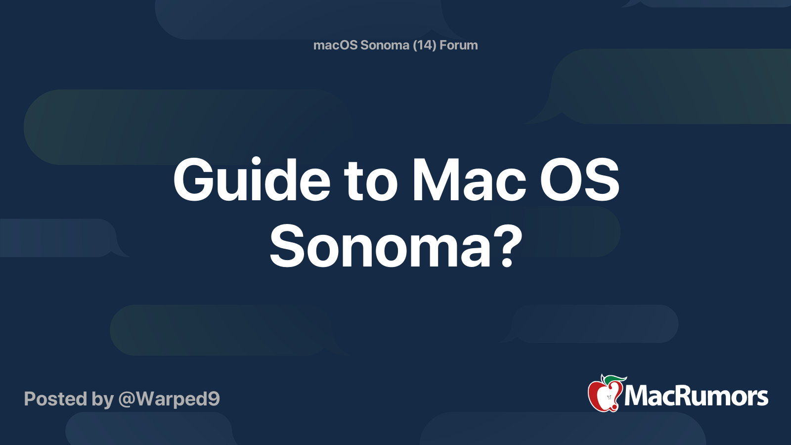 Guide to Mac OS Sonoma? | MacRumors Forums