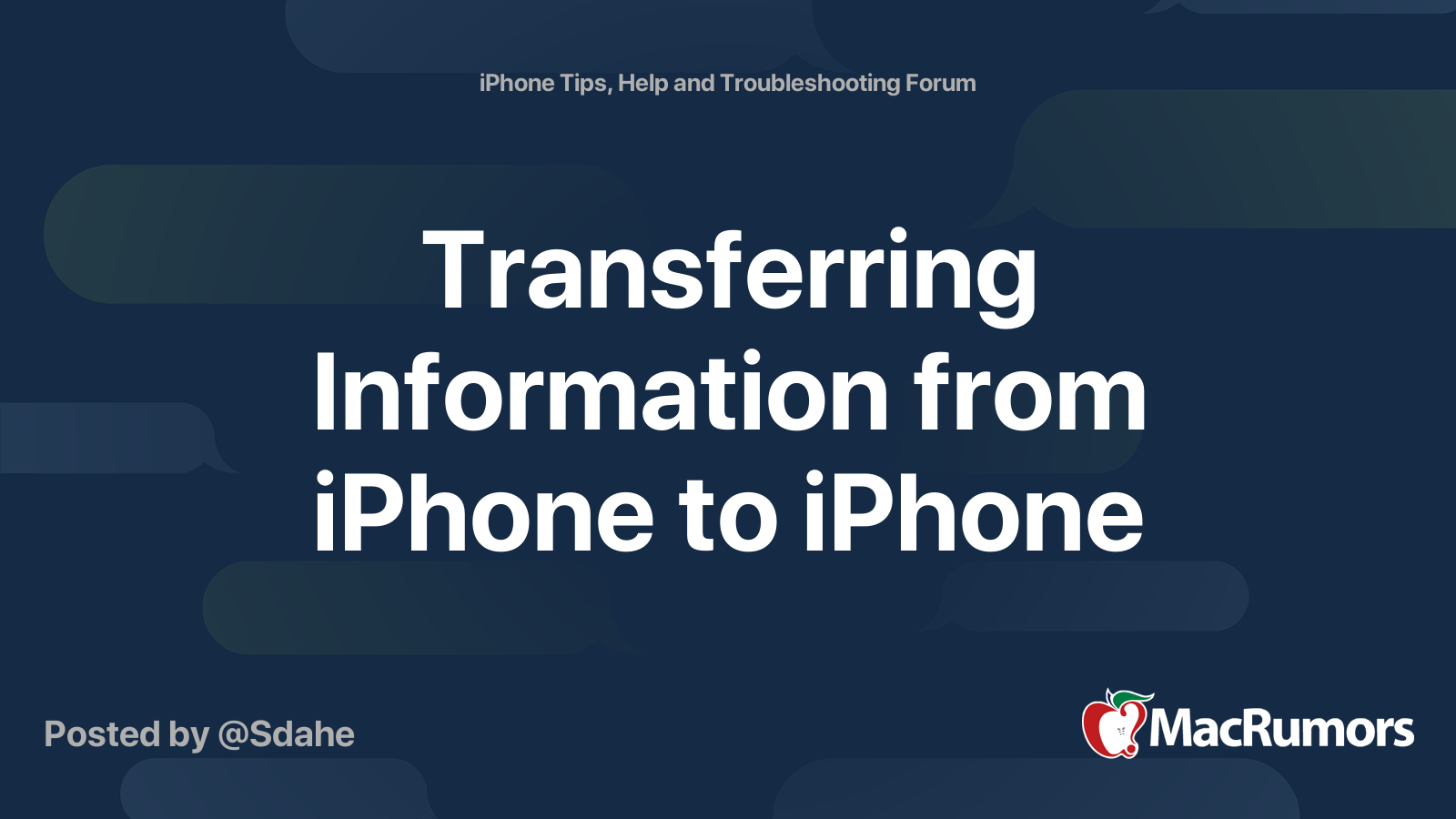 Transferring Information from iPhone to iPhone | MacRumors Forums