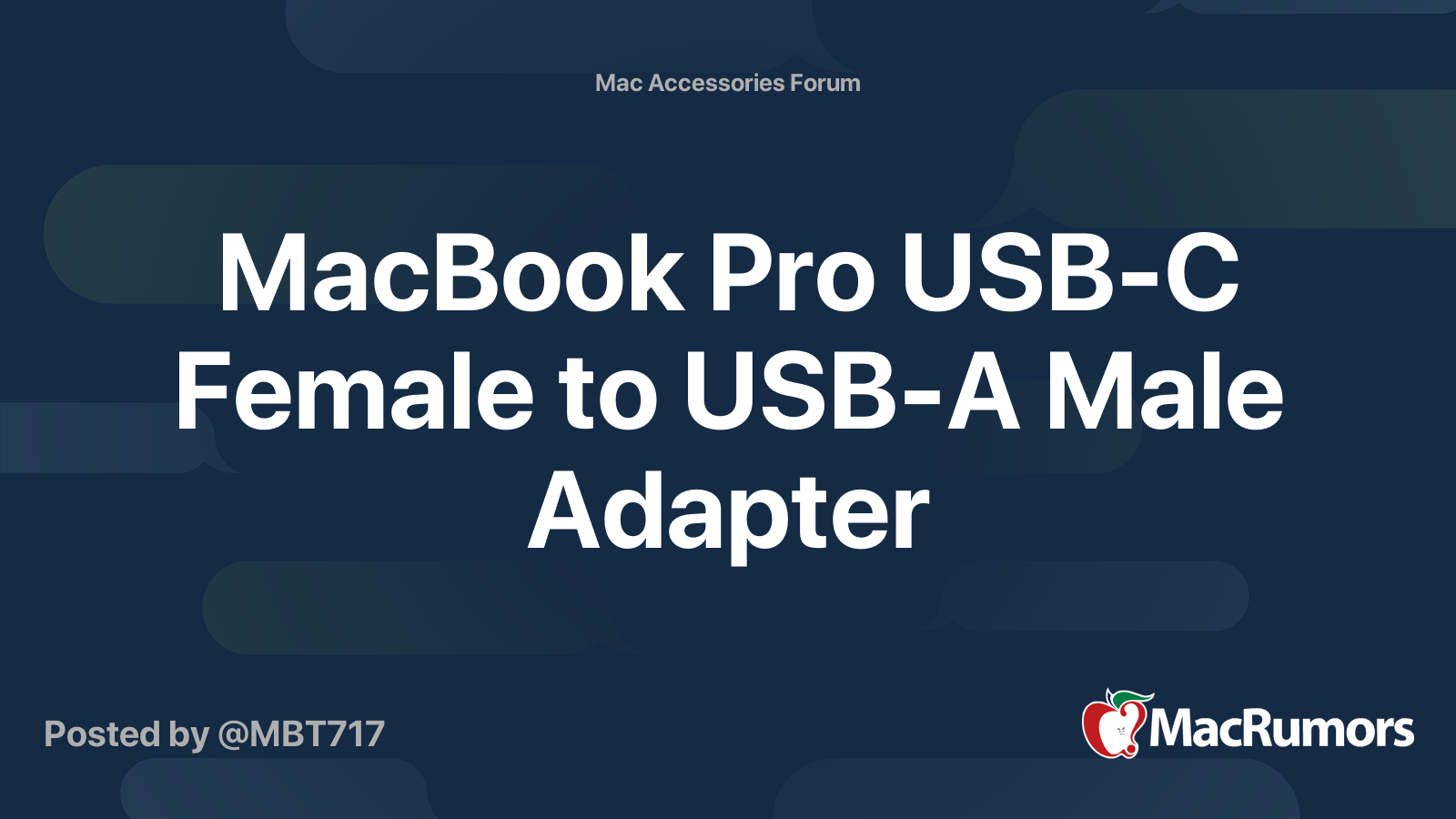 MacBook Pro USB-C Female to USB-A Male Adapter | MacRumors Forums