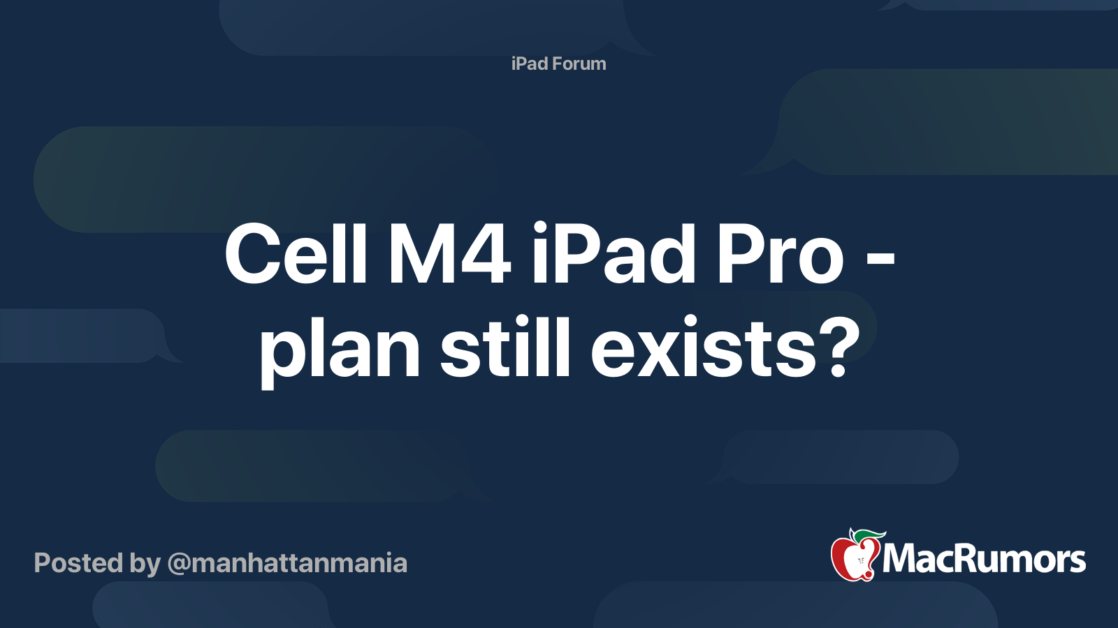 Cell M4 iPad Pro - plan still exists? | MacRumors Forums