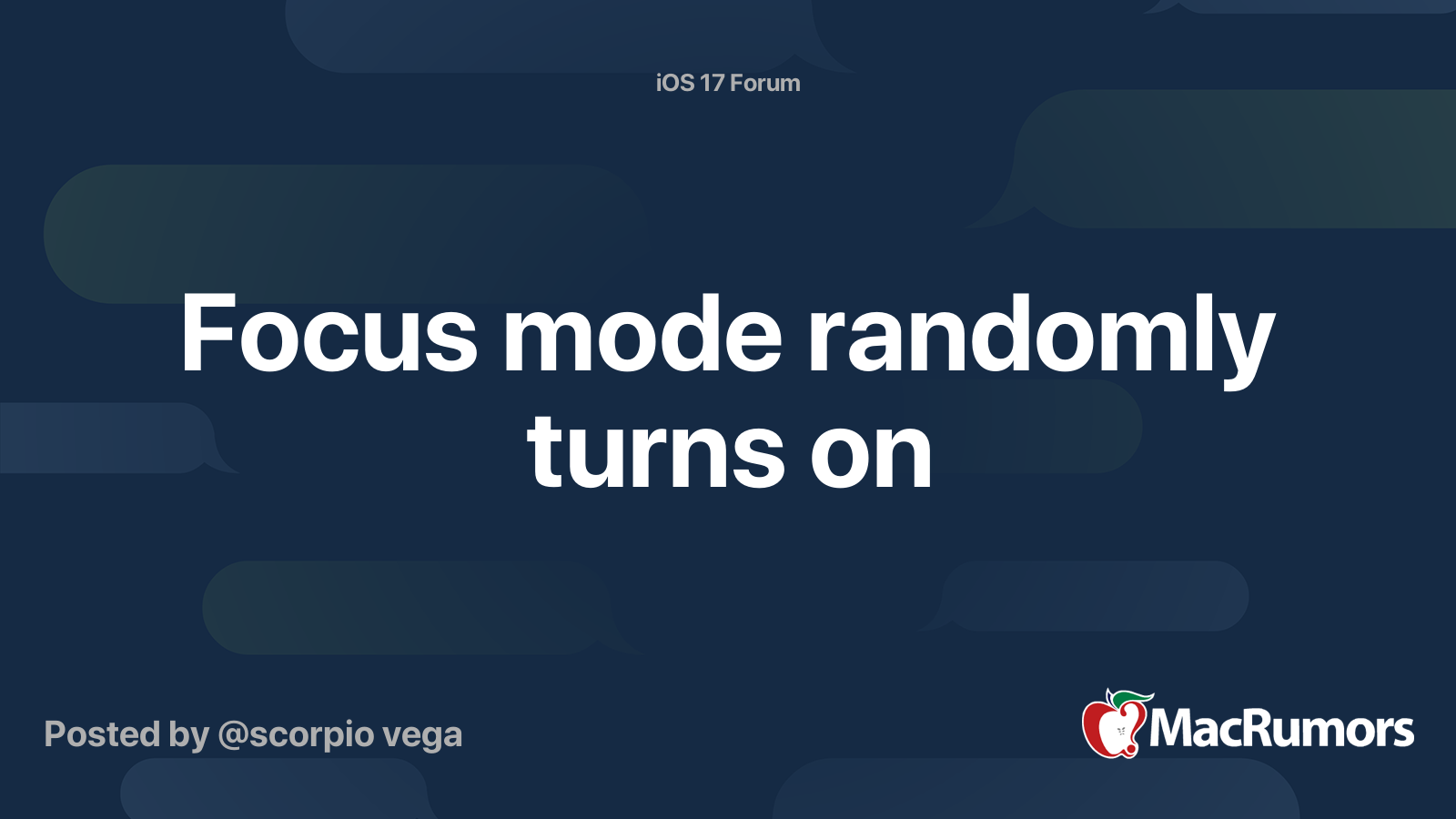 Focus mode randomly turns on | MacRumors Forums