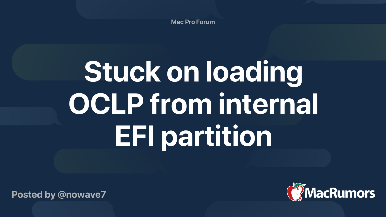 Stuck on loading OCLP from internal EFI partition | MacRumors Forums