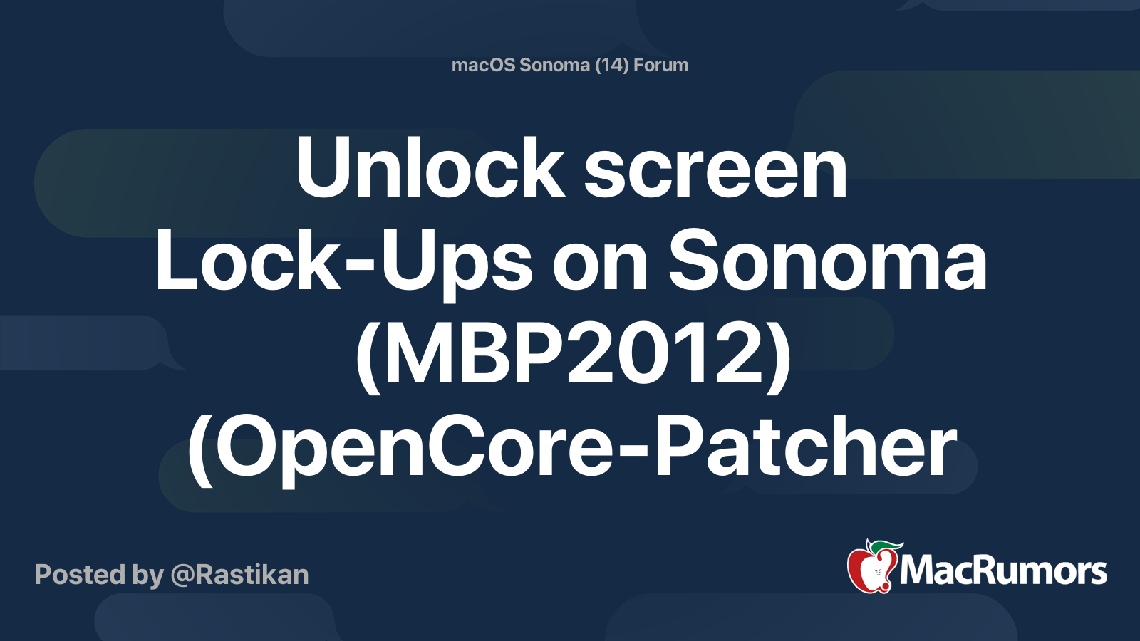 Unlock screen Lock-Ups on Sonoma (MBP2012) (OpenCore-Patcher 1.4.3) | MacRumors Forums