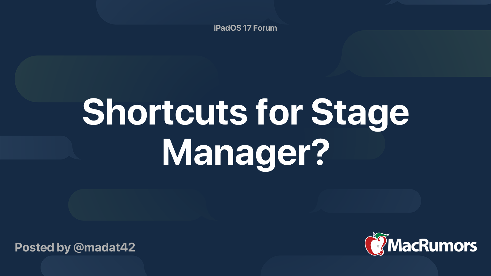 Shortcuts for Stage Manager? | MacRumors Forums