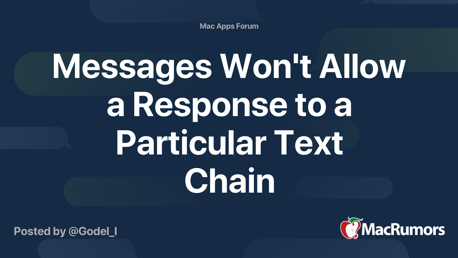 Messages Won't Allow a Response to a Particular Text Chain | MacRumors Forums