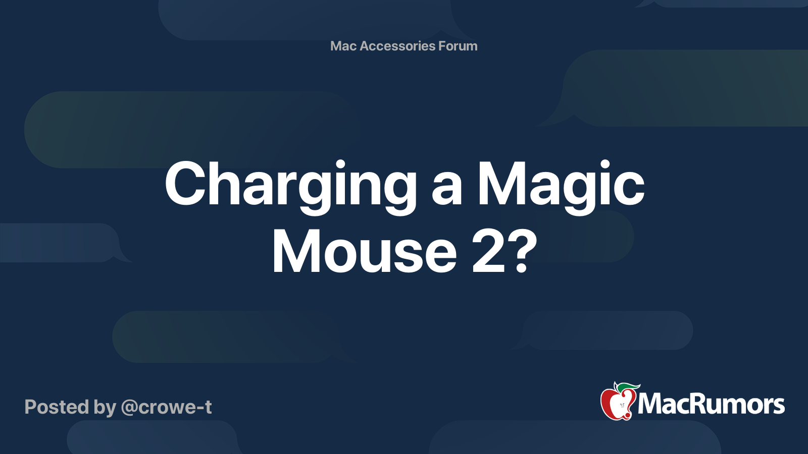 Charging a Magic Mouse 2? | MacRumors Forums