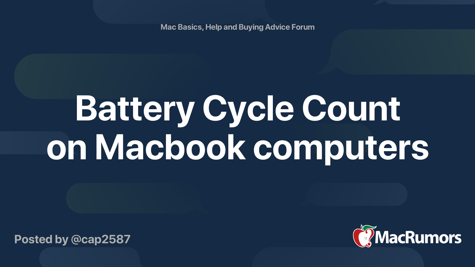 Battery Cycle Count on Macbook computers | MacRumors Forums