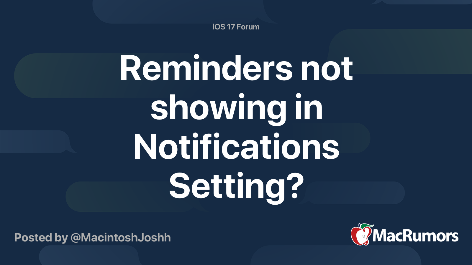 Reminders not showing in Notifications Setting? | MacRumors Forums