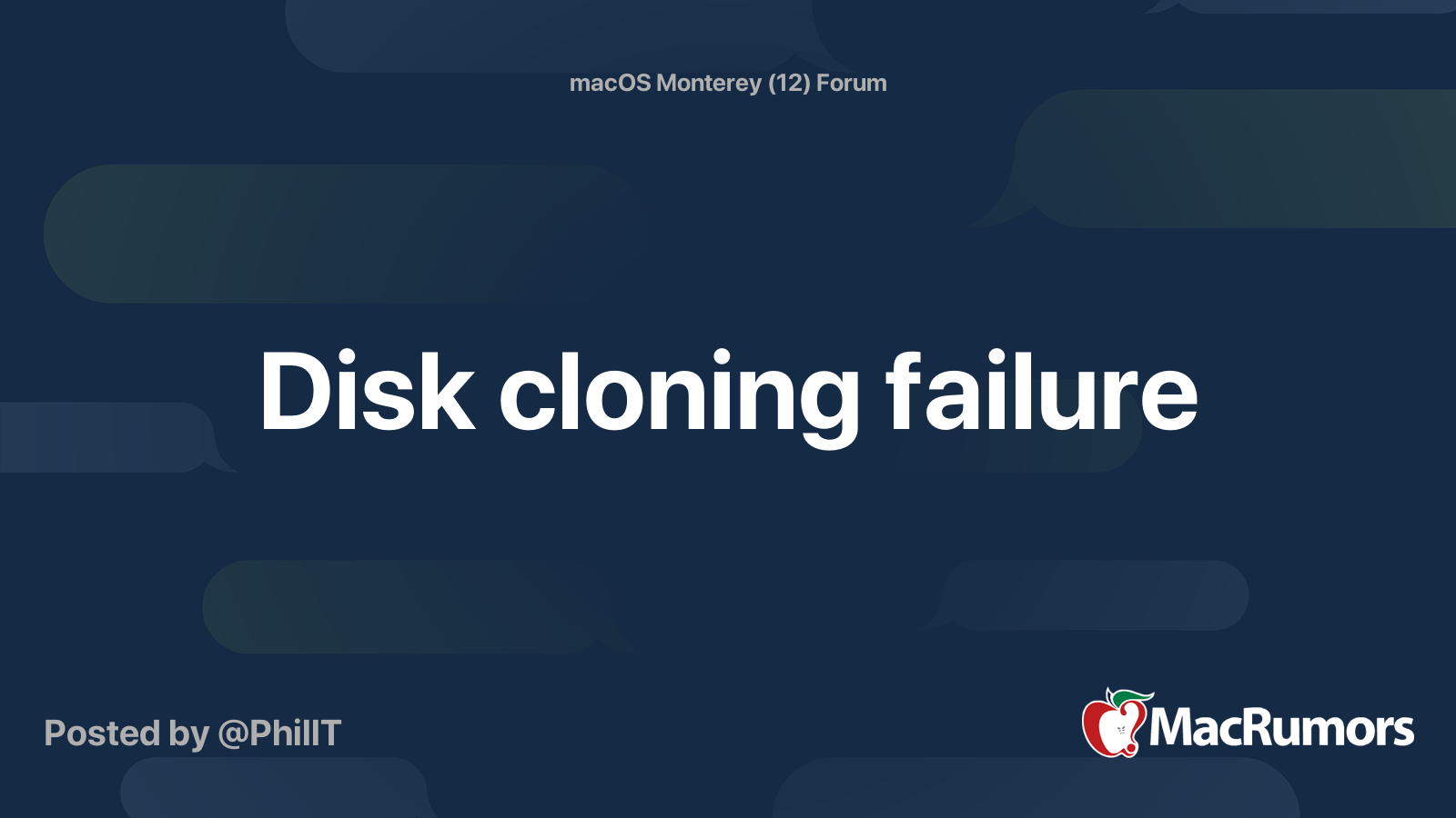 Disk cloning failure | MacRumors Forums