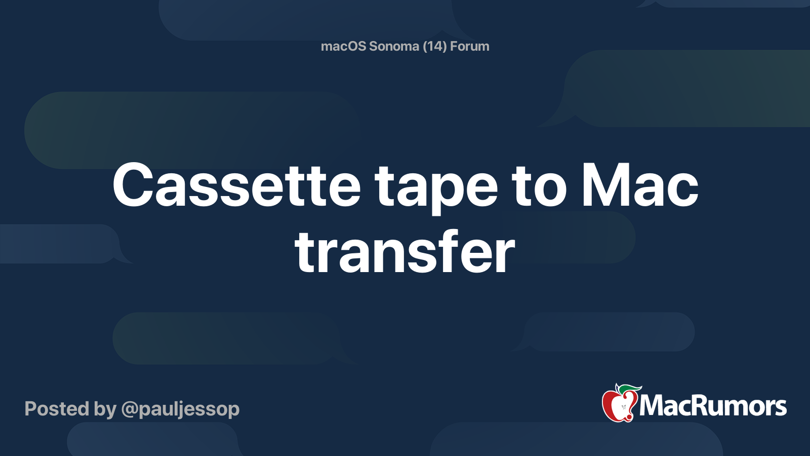 Cassette tape to Mac transfer | MacRumors Forums