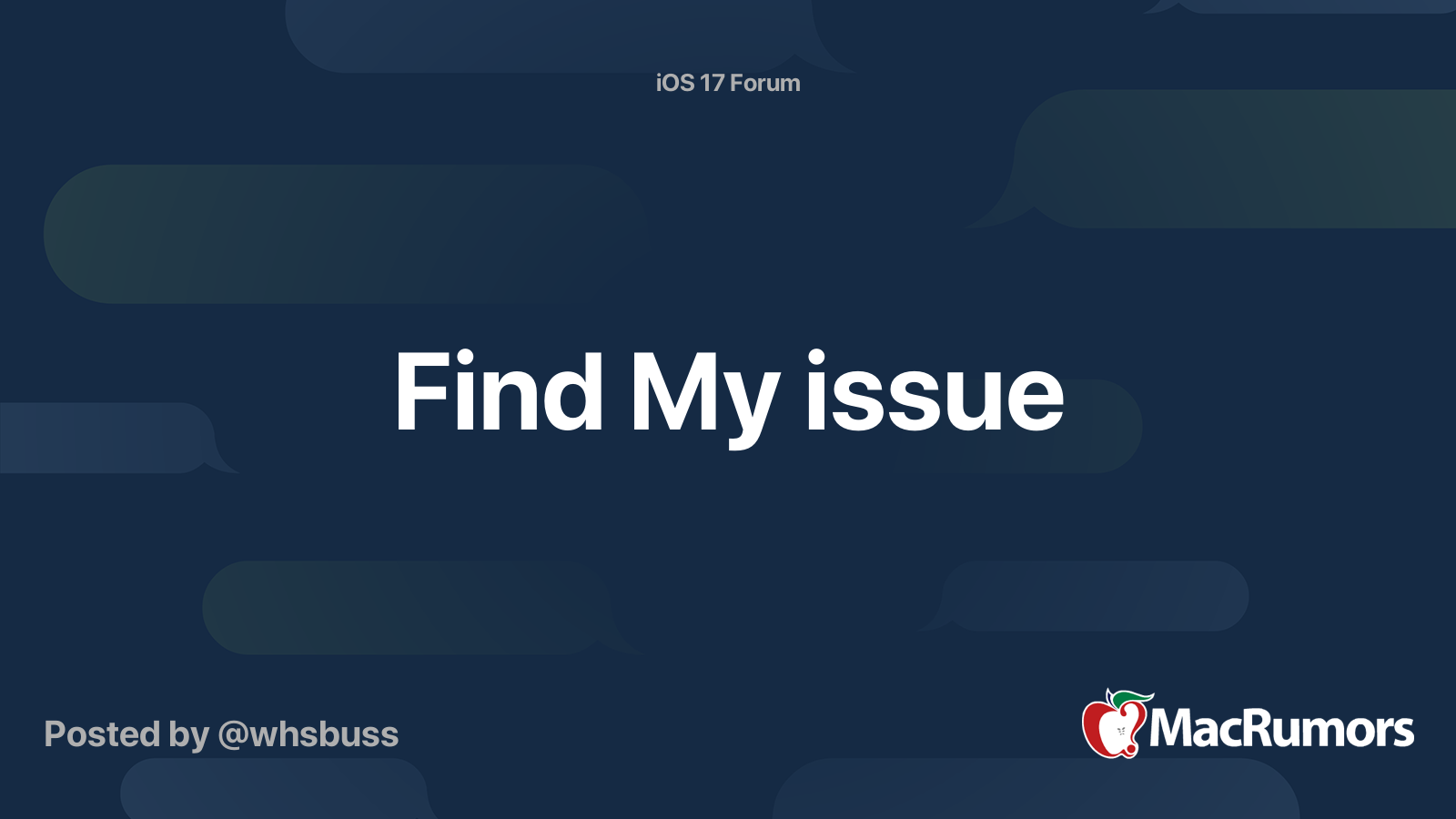 Find My issue | MacRumors Forums