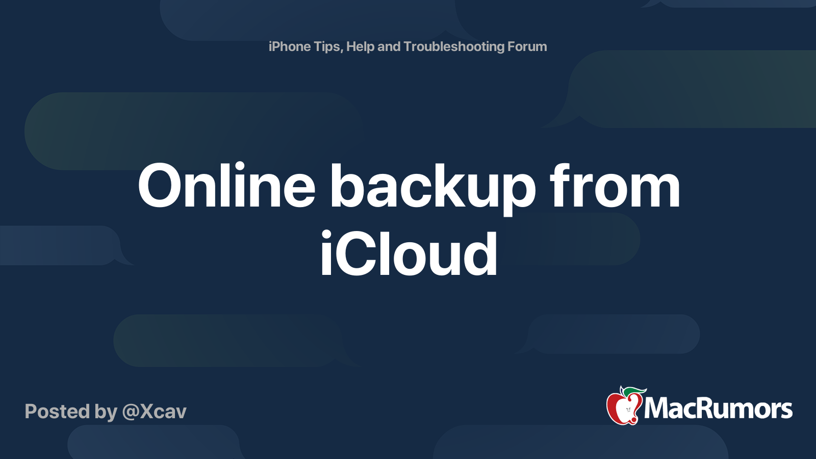 Online backup from iCloud | MacRumors Forums