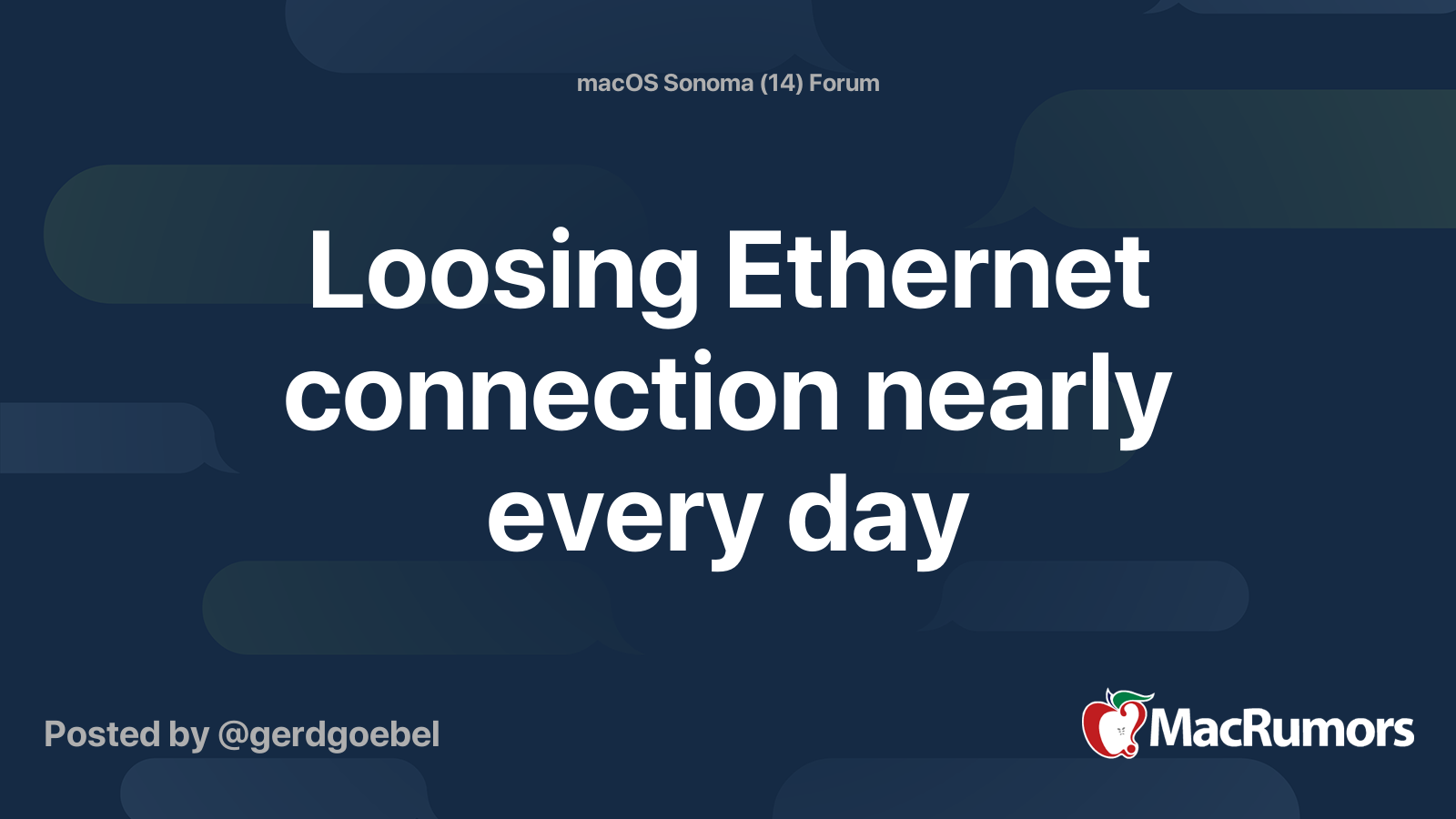 Loosing Ethernet connection nearly every day | MacRumors Forums
