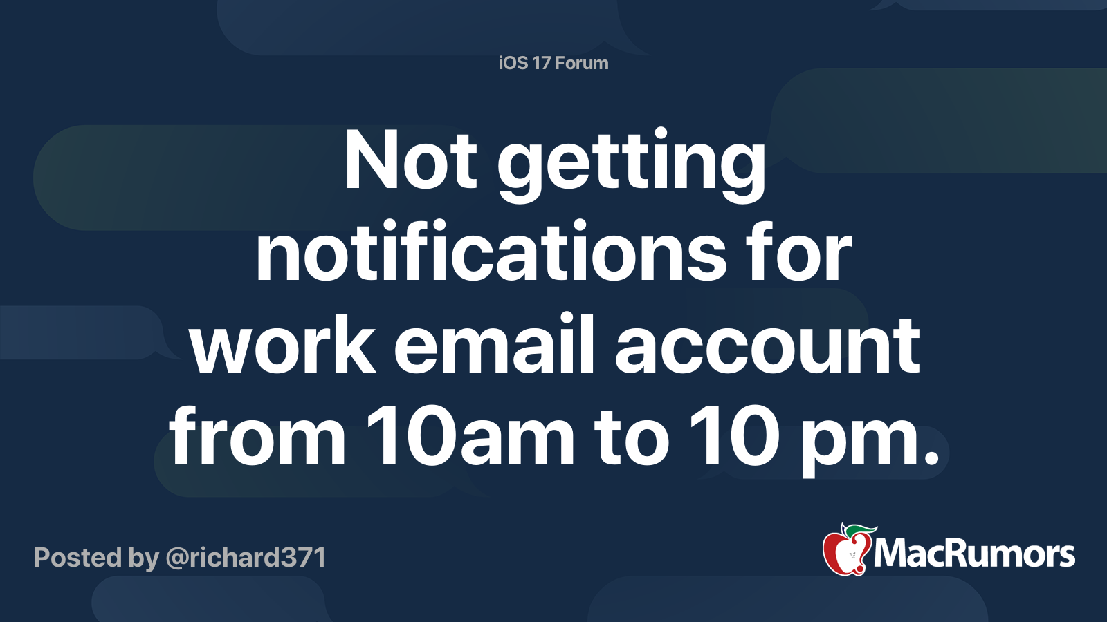 Not getting notifications for work email account from 10am to 10 pm. | MacRumors Forums