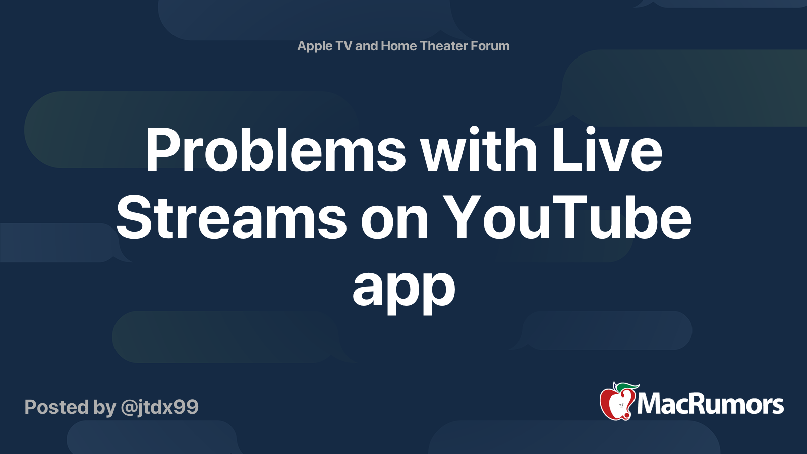 Problems with Live Streams on YouTube app | MacRumors Forums